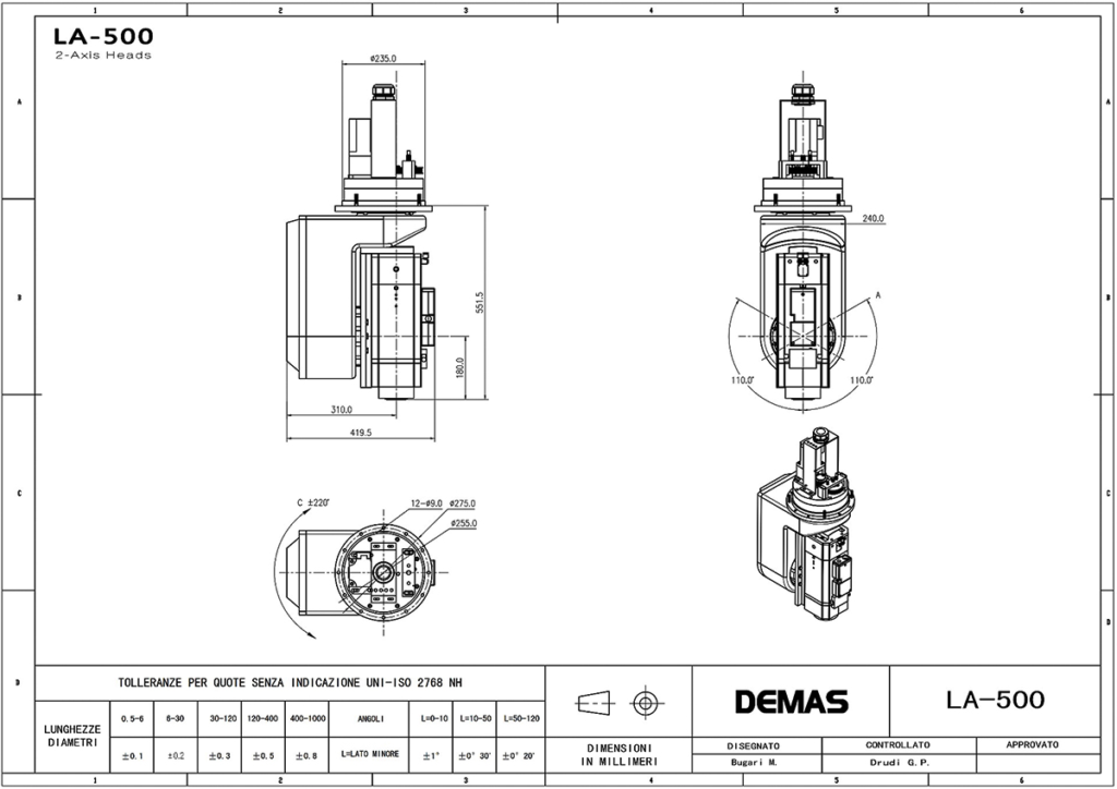 LA-500 L type 5 axis head-RECOJI CNC
